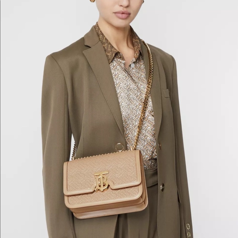 Burberry Small Quilted Monogram Lambskin Tb Bag - Gem